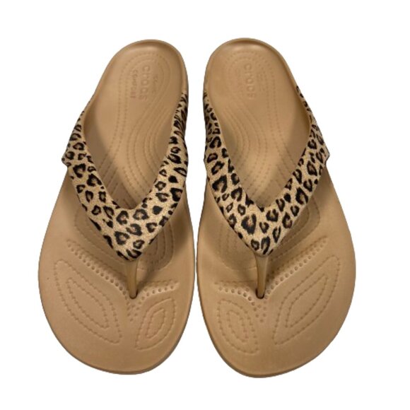 CROCS | Shoes | Crocs Womens Sandals Kadee Ii Leopard Print Thong Flip ...